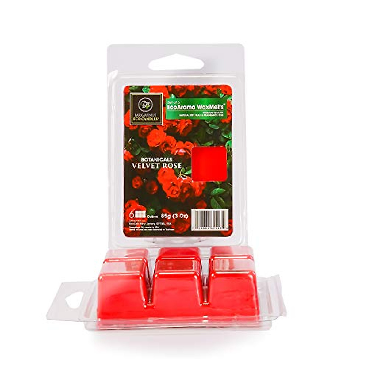 Coco-Soy Organic Wax Melts Perfume-Grade Essential Oils Extracted Natural Flowers Plants Coconut Soy EcoWax Aromatherapy Botanical Collection - Velvet Rose 1-Pack 6 Cubes