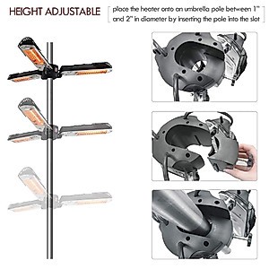 LIRUI Umbrella heaters Electric,Electric Parasol Umbrella Patio Heater IP Certified Water Proof Variable Heat Output,Ceiling Models