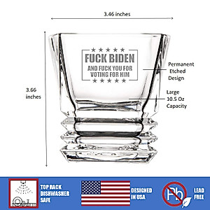 Osci-Fly Anti Biden FK Biden Handmake Ethed Heavy Base Whiskey Crystal Glasses - F You for Voting for Him