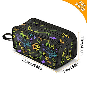 J JOYSAY Skateboard Street Pencil Case Large Big Capacity Pencil Bag for Girls Boys Pencil Bag Stationery Organizer for College Students School Office