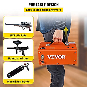 VEVOR PCP Air Compressor, 4500PSI Portable PCP Compressor, 12V DC 110V/220V AC PCP Airgun Compressor Auto-stop, w/Built-in Adapter, Fan Cooling, Suitable for Paintball, Air Rifle, Mini Diving Bottle