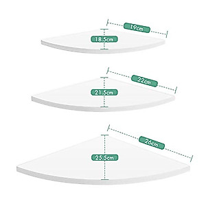 Zerodis Floating Corner Shelves, Wall Mount Solid 3-Layer PVC Floating Corner Shelves Wall Storage Display Shelf for Bedroom, Living Room, Kitchen, Office