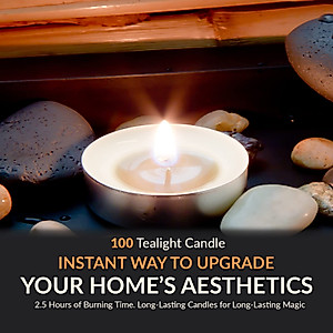 PAMI Premium Long-Lasting 2.5 Hours Burning Time Tealight Candles [100-Pack] - Unscented Tea Candles with- Paraffin Tealights with Beautiful Flame- Round Candles Perfect for Votive Candle Holders