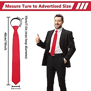 Mantieqingway 3.15'' Zipper Ties for Men Pre-tied Adjustable Red Tie, Polyester Silk Clip on Men's Neckties for Wedding Office Graduation School Uniforms, 1 Pc