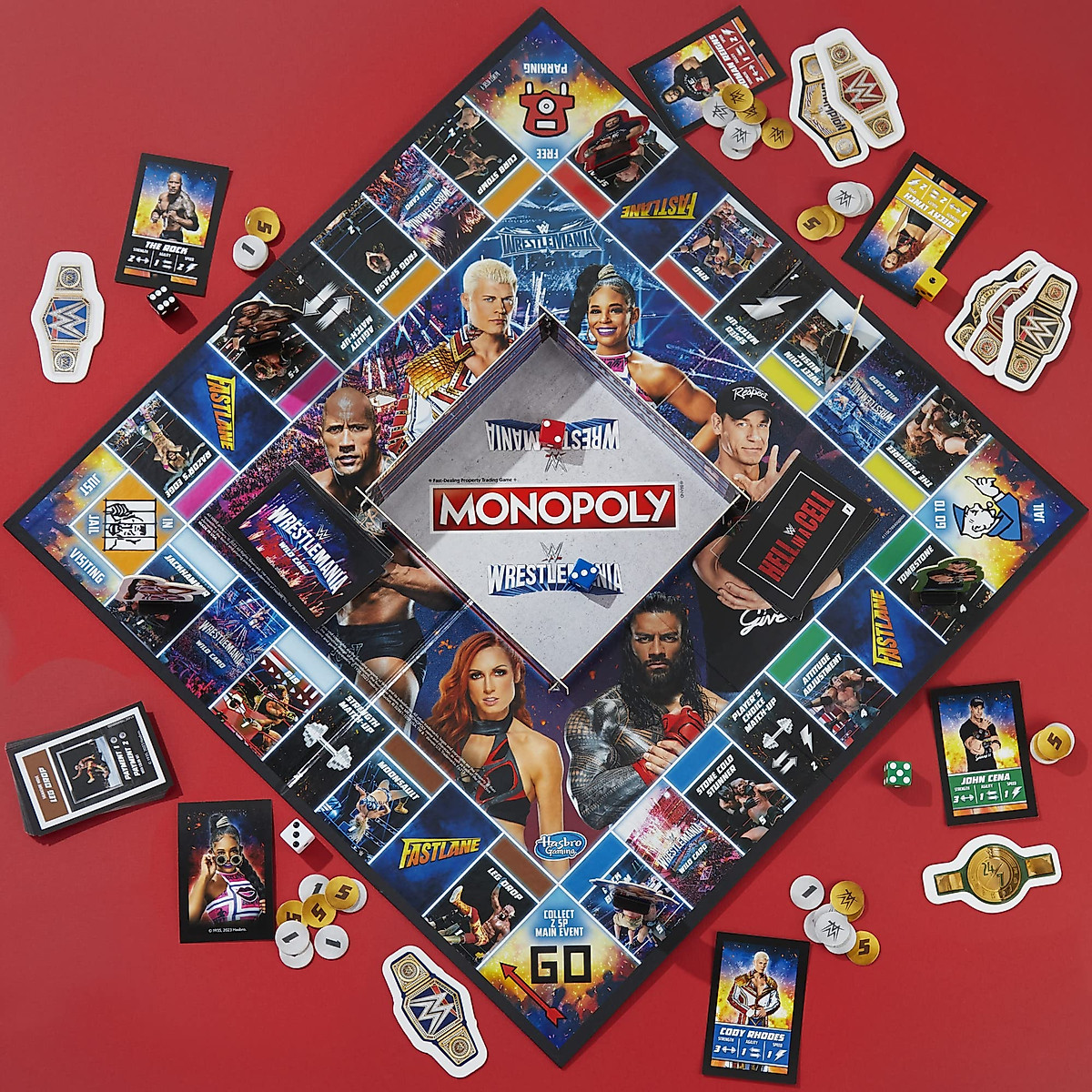 Hasbro Gaming Monopoly: Wrestlemania Edition Board Game for Ages 8 and up, Monopoly Game Inspired by WWE Wrestlemania, Family Games for 2-6 Players, Kids Games