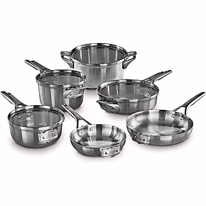 Calphalon Premier Space-Saving Stainless Steel Pots and Pans, 10-Piece Cookware Set