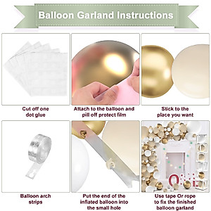 White Sand Gold Balloons Garland Arch,102 pcs Beige White Gold Balloons with for Boho Wedding Baby Bridal Shower Engagement Anniversary Birthday Decorations