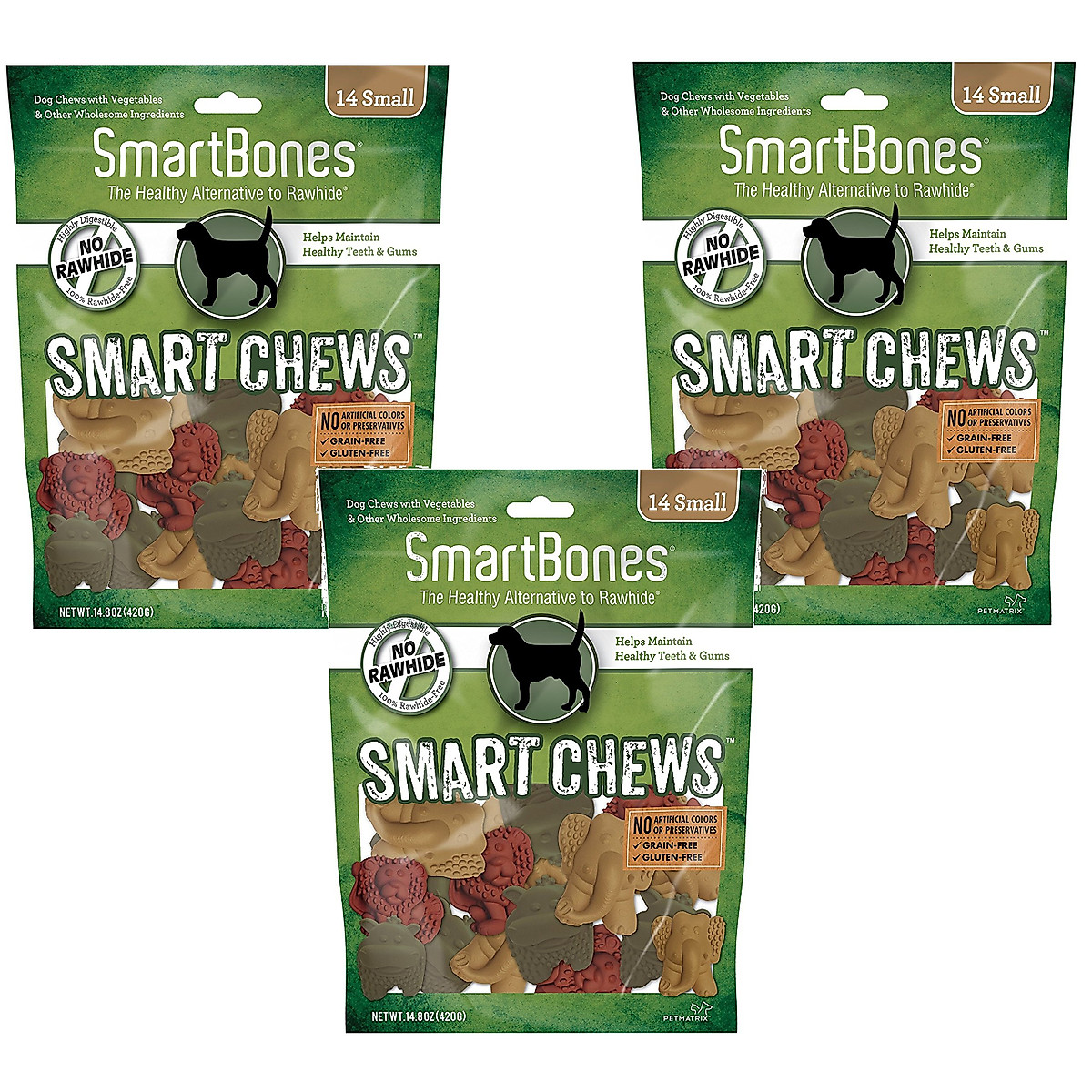 (3 Pack) Smartchews Safari Chews For Dogs, Small, 14 Pieces Each