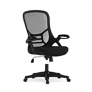 Flash Furniture High Back Black Mesh Ergonomic Swivel Office Chair with Black Frame and Flip-up Arms