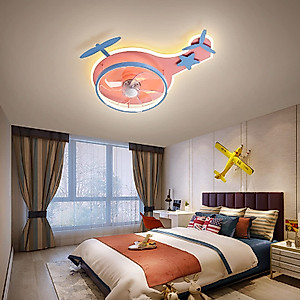 YUEGOO Ventiladores De Techo con Lámparas, Luces De Techo Del Ventilador, Moderna Doméstica Invisible Ventilador Inteligente Colgante Luminaria Sala De Niños 5 Cuchillas De Ventilador Lámpara Colgante