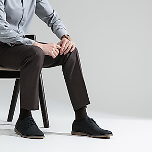 Jousen Dress Shoes for Men Plain Toe Suede Oxfords Lightweight Business Casual Classic Formal Derby Shoes(AMY619 Black 9)