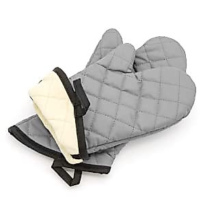 Oven Mitts 1 Pair of Quilted Terry Cloth Cotton Lining,Extra Long Professional Heat Resistant Kitchen Oven Gloves,16 Inch