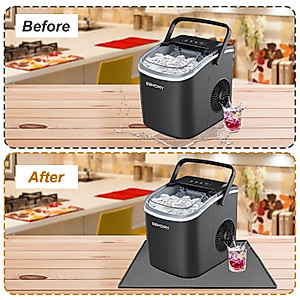 2 Pcs Silicone Ice Makers Countertop Mat Waterproof with Raised Edge Prevents Liquid Spillage, Ice Machine Countertop Mat with Non-Slip Raised Dots, Portable Mini Counter Top Ice Maker Mat,19“x12”