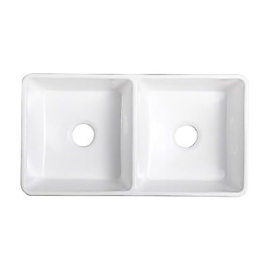 Cremona White Ceramic 33 in. Double Bowl Farmhouse Apron Kitchen Sink