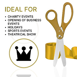 Gold Grand Opening Ceremony Kit – 20 Inch Giant Scissors Gold with Ribbon Gold for Inaugurations and Ceremonies Gold Scissors 20'' for Ribbon Cutting Grand Opening Ribbon and Scissor for Special Event