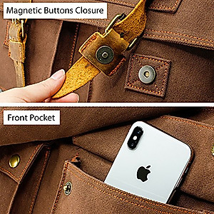 Messenger Bag for 17 Inch Laptop Vintage Canvas Leather Shoulder Crossbody Satchel Shoulder Computer College Bag Travel Office Messenger Bag for Men Women - Slate