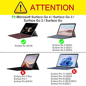 Fintie Hard Case for Microsoft Surface Go 4/3/2/1 (2023/2021/2020/2018), Shockproof Folio Protective Rugged Cover Compatible with Type Cover Keyboard + Original Kickstand, Frost Clear