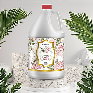 Puremax Foaming Hand Soap Refills with Essential Oils | Rose | Gentle, Moisturizing | Biodegradable Formula | Made in USA | 128 Fl Oz (1 Gallon) |