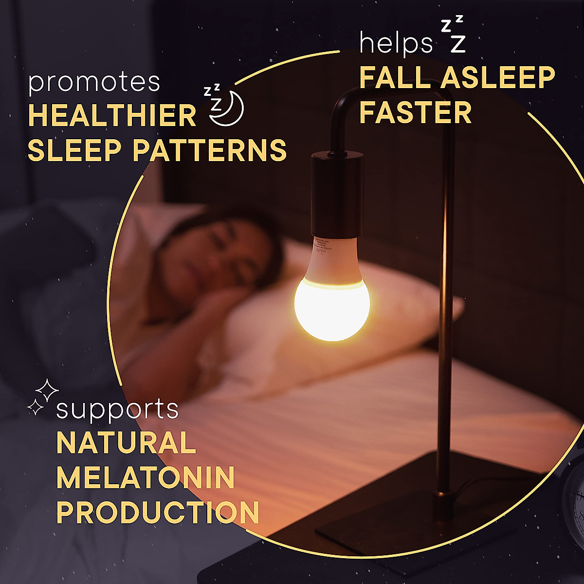 Harth Warm Light Bulbs, Sunset Red Light Bulb for Sleep, Amber Light Bulbs, No Blue Light, Colored Light Bulbs. 7 Watts 500 Lumen 40 Watt Equivalent Bedroom Lamp.