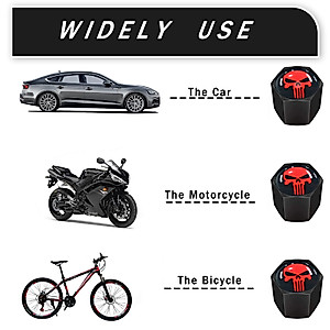 Ajxn 4 Pack Skull Car Wheel Tire Valve Stem Caps Airtight Dust Proof Covers Universal Tire Air Valve Caps, Trucks, Bicycles, Car Accessories for Men and Women Red