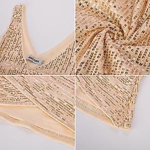 GRACE KARIN Women Shimmer Sequin Sleeveless Camisole Tank Tops Sleeveless Tanks Tops for Outfit Women Gold XL