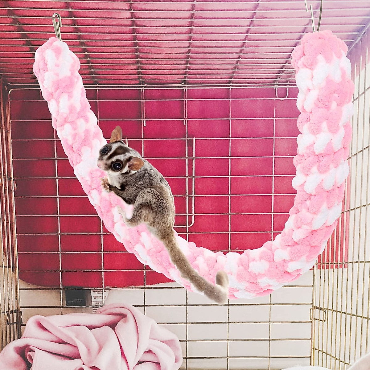 Alipis Sugar Glider Climbing Rope Parrot Tearing Toys Pet Toys Sugar Glider Swing Toy Sugar Glider Toy Bird Perches Chew Toy Hamster Cage Rat Toy Braided Rope Cotton Rope Small Animals