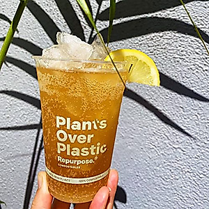Repurpose 100% Compostable Plant-Based Clear Cold Cup | 16 Ounce Party Cups | 50 Cups