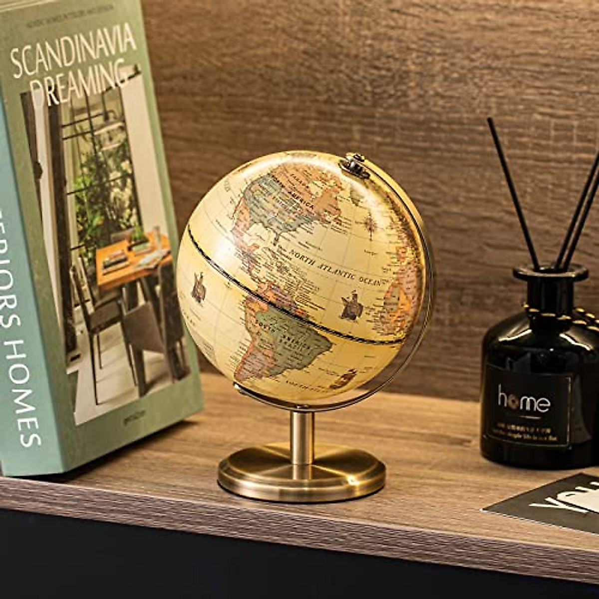 XINXUAN Globes of The World With Stand Mini Antique Globe ，Educational/Geographic/Modern Desktop Decoration ，Stainless Steel Arc And Base - Apply To for School, Home and Office