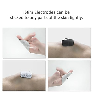 iStim Super Soft 2"x2" TENS Unit Electrodes for TENS Massage EMS Unit/Muscle Stimulator - 100% Japanese Gel - 16 Pieces Reusable Electrode Pads (2"x2"- 16 Pieces - Black)