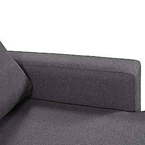 Ball & Cast 87" L Shape Sectional Convertible Sofa with Pull Out Bed,Modular Reversible Sleeper Couch W/Storage Chaise & 2 Tossing Cushion,Space Saving,for Small Livingroom Aparment Office,Dark Gray