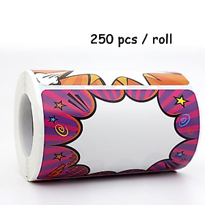 Cute Big Name Tags Stickers Labels Roll 250 Pcs Self Adhesive Personalized Name Tag Label Sticker 6 Different Designs 3.5"X 2.25" (Bubble Cloud)