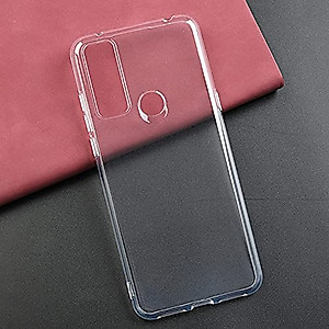 Ytaland for TCL 20 SE Case, with 2 x Tempered Glass Screen Protector. Crystal Clear Silicone Shockproof TPU Bumper Protective Phone Case Cover