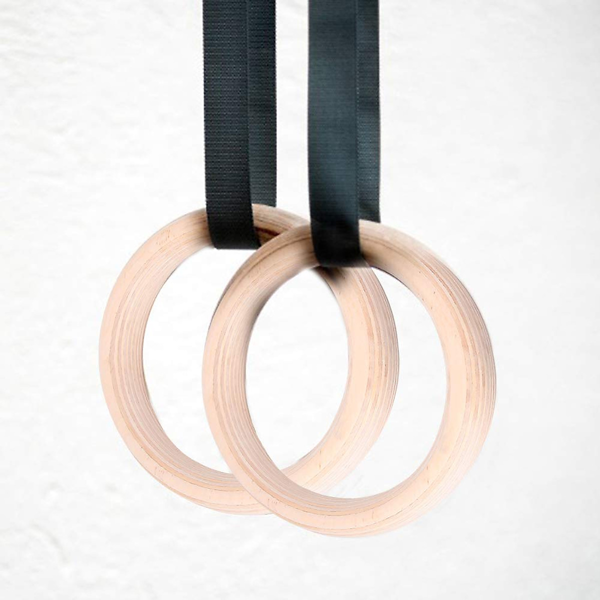VGEBY Professional Gymnastic Rings Strength Training Birch Wooden Rings with Polyester Straps