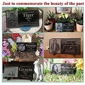 GYGYL Pet Memorial Stones, Black Granite Memorial Garden Stone Engraved with Pet's Photo, Customized Grave Marker, Gifts for Someone Who Lost a Loved One, or Pet, Dog, Cat (11X6 inches)