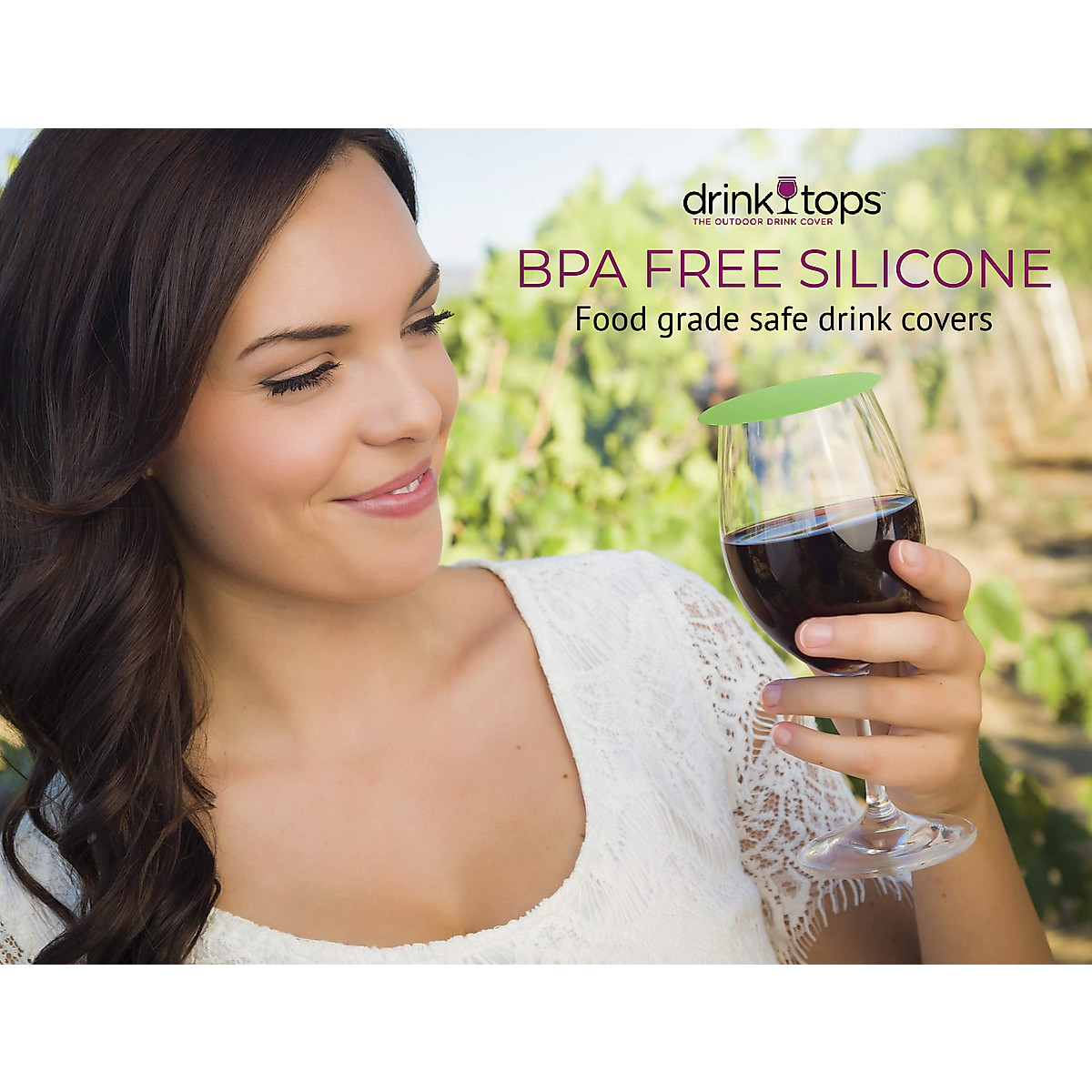 Coverware Drink Tops Tap & Seal Outdoor Drinking Glass Cover - Gently Suctions to Glasses to Keep Particles Out & Reduce Splashing - For Wine Glasses, Coffee & Tea Mugs, Beverage Glasses - 4 Pack