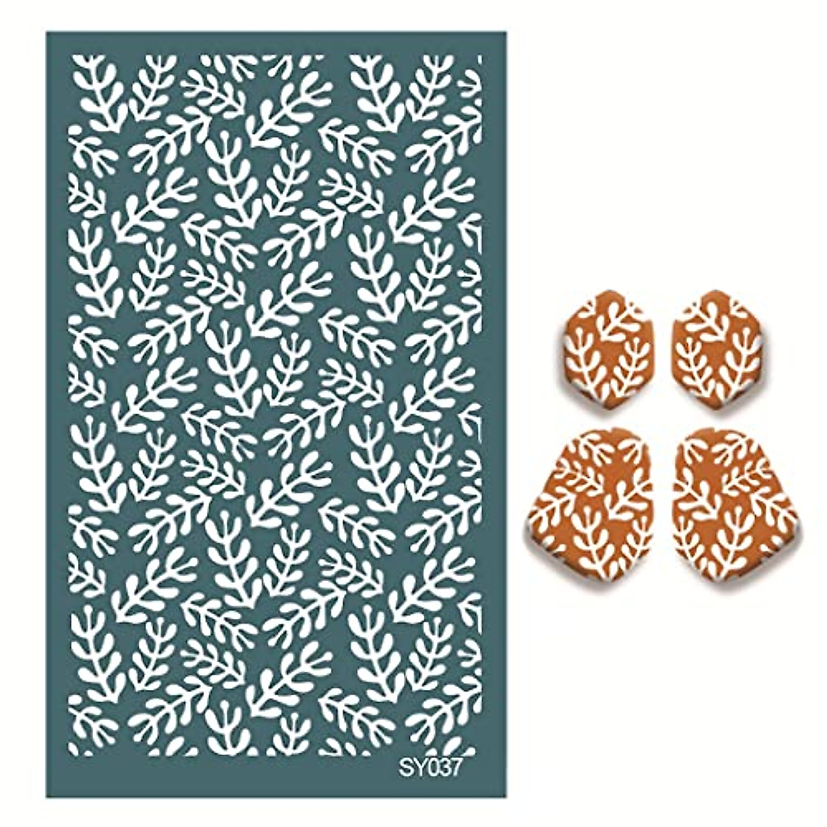 CHBC Silk Screen for Polymer Clay, Reusable Silk Screen Stencils for Polymer Clay, Printing on Clay & Other Jewelry Making Clay Earrings Decoration (1#)