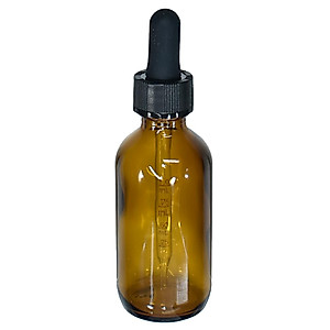 (Pack of 80) 2 oz. Amber Boston Round with Graduated Black Glass Dropper