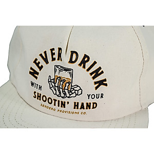 Sendero Provisions Co. Shootin Hand Hat Screen Printed Strapback Cap Off-White, One Size