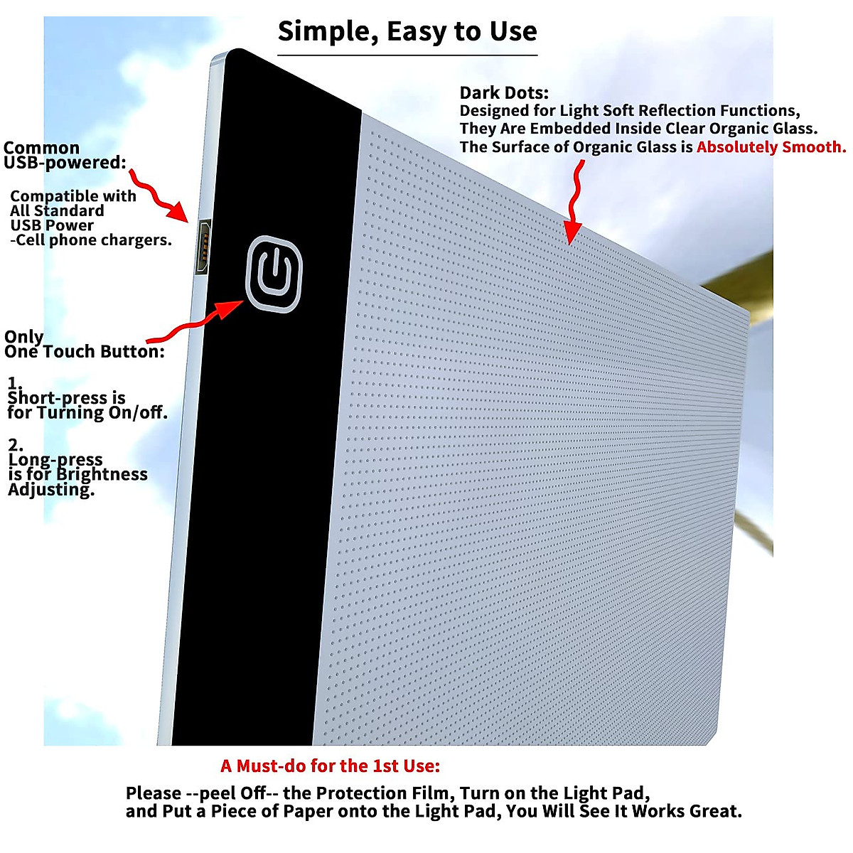 Generic Small Light Box for Tracing, Drawing, Painting, Diamond Art, Weeding Vinyl, LED Tracer Pads, Artists Light Boxes, Bright Drafting Lightpad, Lightboard, Tablet