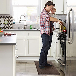 KMAT Kitchen Mat Cushioned Anti-Fatigue Floor Mat Waterproof Non-Slip Standing Mat Ergonomic Comfort Floor Mat Rug for Home,Office,Sink,Laundry,Desk 17.3" (W) x 28"(L),Brown