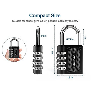 Puroma 2 Pack Combination Locks Outdoor Waterproof Padlock for School Gym Locker Outdoor Fence Hasp Cabinet Toolbox Locker (Black)