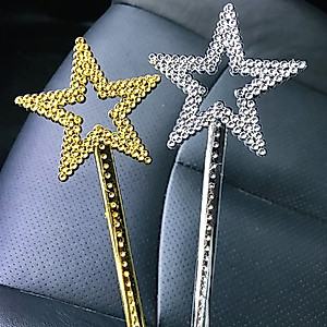 MYUBWTF Silver 13 Inches Star Wand Elf baton, Angel Star Magic Wand, Silver Fairy Princess Plating, Silver Stars Stick