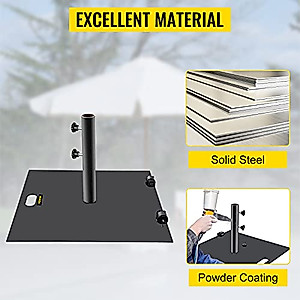 VEVOR, 24" Square Heavy Duty, 39lbs Holder Stand, Cast Iron 1.5-2" Pole Market Umbrella Base with 14" Height Pipe for Yard/Garden/Deck, Black
