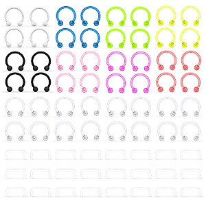 Lcolyoli 72Pcs Septum Retainer 16G Clear Bioflex Septum Rings Flexible Plastic Septum Nose Hoop Piercing Jewelry for Women Men 10mm