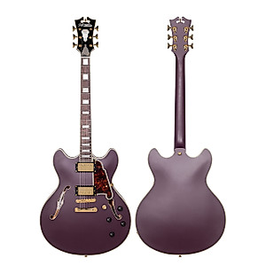 D'Angelico Deluxe DC Semi-Hollow Electric Guitar - Matte Plum