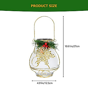 Beaupretty Solar Lanterns Christmas Outdoor Hanging Lantern Xmas Snowflake Star Decoration Pendant Lamps for Garden