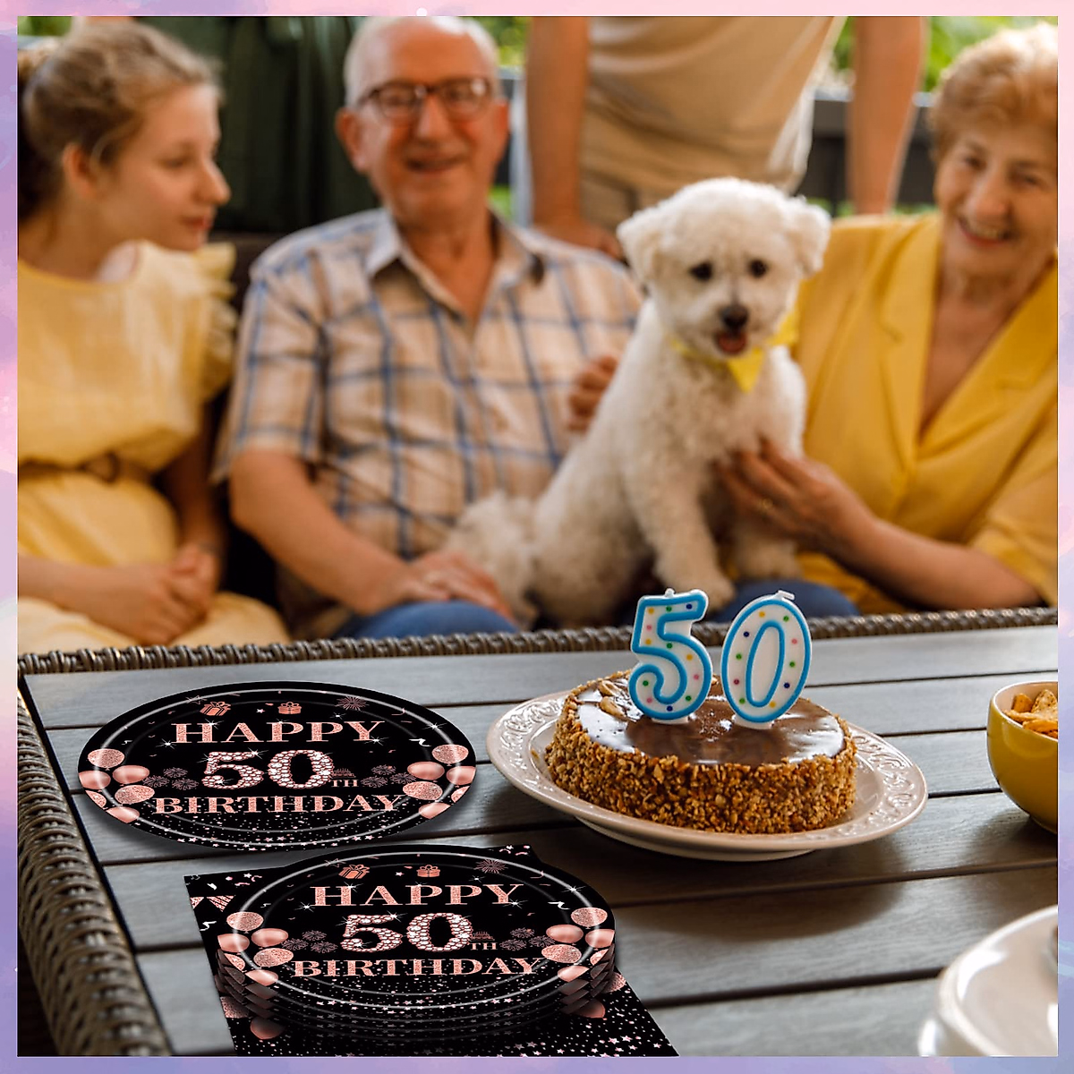 40 Pcs 50th Birthday Decorations for Women Rose Gold Pink Birthday Supplies1975 Happy 50th Birthday Party Supplies Plates and Napkins for gifts women