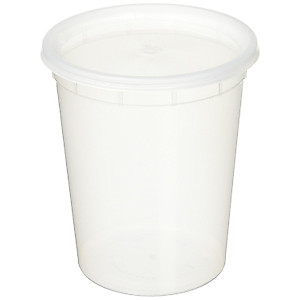 YW 5937 50 sets 32oz plastic soup/Food container with lids, Original version, Clear