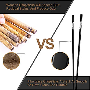10 Pairs Chopsticks Reusable Dishwasher Safe, Fiberglass Chopsticks, 9.5Inch Non-Slip Chopsticks For Beginners, Japanese Korean Chinese Chop Sticks For Food & Cooking, All In A Gift Box