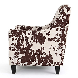 Christopher Knight Home Elysabeth Studded Velvet Club Chair, Milk Cow / Dark Brown 32.75D x 29.25W x 37.5H in